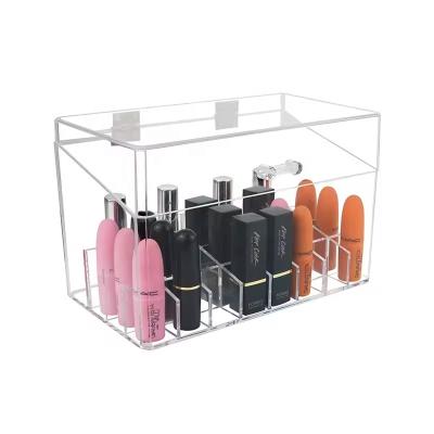 China Luxury Flip Top Acrylic Makeup Organizer Case for Lipstick Nail Polish Makeup Brushes High End Storage Box for sale