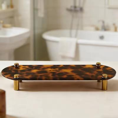 China The Latest Model Custom Leopard Print Acrylic Home Use Snack Tray Jewelry Organizer Perfume Storage Rack for sale