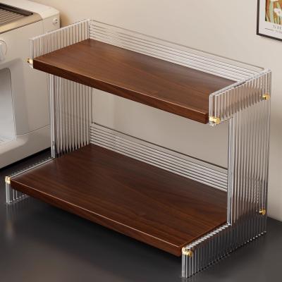 China Factory Wholesale Multi-Purpose Minimalist Coffee Cup Storage Cabinet Acrylic Double Desktop Cup Storage Rack for sale