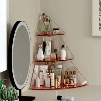 China New Style High-End Thickened Highly Transparent Standing Triangle Three-Layer Minimalist Modern Cosmetic Acrylic Storage Rack for sale