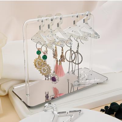 China Creative Acrylic Desktop Jewelry Organizer Earring Stand Hanger Style Necklace Holder Display Rack for sale