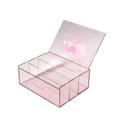 China Modern Pink Acrylic Flip Case Rectangle Cell Storage Case for Contact Lens Injection Technics Multifunctional Design for sale