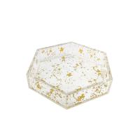 China Custom Gold Foil Acrylic Hexagonal Superposition Tray Storage Box Modern Design Rectangular Injection Molding for sale