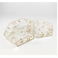China Custom Gold Foil Acrylic Hexagonal Superposition Tray Storage Box Modern Design Rectangular Injection Molding for sale