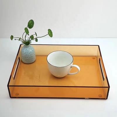 China Custom Classic Acrylic Tray Factory Single Tier Square Storage for Hotel Club Cup Teacup Kitchen Food Bathroom Tools Office Use for sale