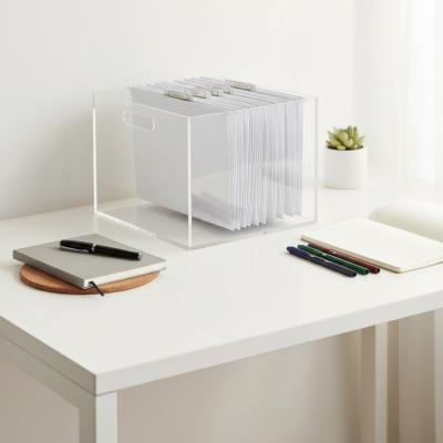 China Desktop Dustproof Transparent Durable Acrylic Folder Study Living Room Thick Desktop File Bag Folder Book Clip for sale