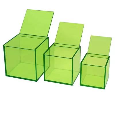 China Muti-color Custom Acrylic Colored Display Box Flip Cover Acrylic Storage Box Acrylic Boxes With Hanging Lid for sale
