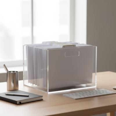 China Desktop Dustproof Transparent Durable Acrylic Folder Study Living Room Thick Desktop File Bag Folder Book Clip for sale