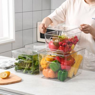 China Kitchen Refrigerator Storage Box Transparent Pet Plastic Refrigerator Box Fruit Vegetable Organizer Box for sale