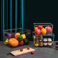 China Custom Transparent Plastic Rectangle Storage Box with Lid for Kitchen Refrigerator Organizes for sale