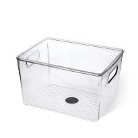 China Custom Transparent Plastic Rectangle Storage Box with Lid for Kitchen Refrigerator Organizes for sale