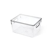 China Custom Transparent Plastic Rectangle Storage Box with Lid for Kitchen Refrigerator Organizes for sale