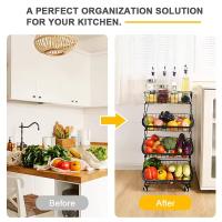 China Custom Large Capacity Multi Tier Rolling Shelf Stackable Kitchen Use Fruit Vegetable Cart with Wheels for sale