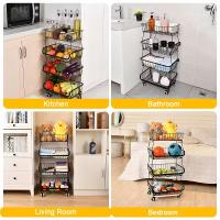 China Custom Large Capacity Multi Tier Rolling Shelf Stackable Kitchen Use Fruit Vegetable Cart with Wheels for sale
