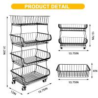 China Custom Large Capacity Multi Tier Rolling Shelf Stackable Kitchen Use Fruit Vegetable Cart with Wheels for sale
