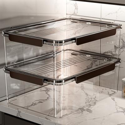 China Crisper Bento Style Acrylic Food Storage Box Food Grade Clear Organizer for Fruits Vegetables Frozen Foods Refrigerator for sale