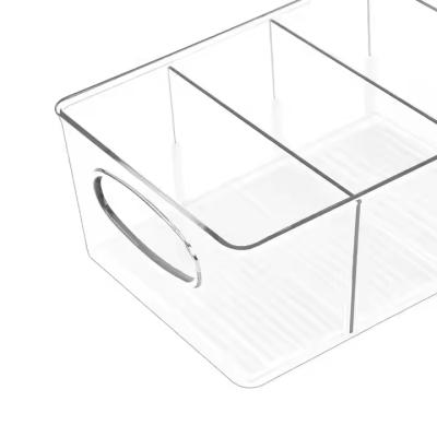 China Large Capacity Acrylic Sorting Box Clear Desktop Organizer with Card Dividers for Snacks Sundry Office Supplies for sale