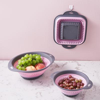 China Hot-Sale Retractable Fruit Multifunction Vegetable Cutter Drain Basket Foldable Sink Drain Basket for sale