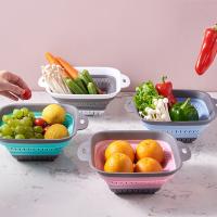 China Retractable Fruit Multifunction Vegetable Cutter Drain Basket Foldable Sink Drain Basket for sale