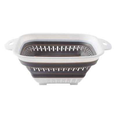China Large Kitchen Folding Drain Basket Round Square Plastic Fruit Basket with Telescopic Feature for Fruit and Vegetable Washing for sale