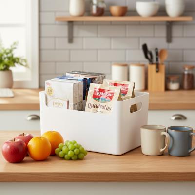 China Eco-friendly Plastic Bathroom Toy Organizers Basket Kitchen Cabinet Pantry Storage Bin Sundries Container for sale