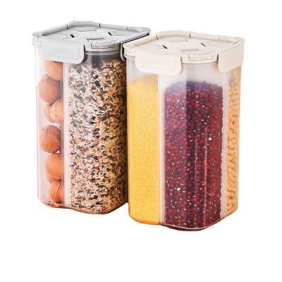 China Factory Direct Sale BPA Free Modern 4-Compartment Airtight Plastic Cereal Dispenser Cereal Grain Food Storage Container for sale