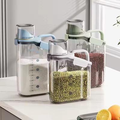 China Custom Wholesale Large Capacity Leak Proof Transparent Grain Storage Plastic Measuring Bucket Bottle for sale