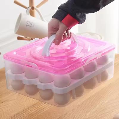 China Hot Sell Portable Double Layers Plastic Egg Box Dust-proof Egg Storage Box Egg Holder with Handle  in Refrigerators for sale