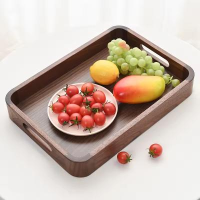 China Solid Wood Rectangular Tray Tea Storage Basket for Hotel Household Use Food Organizer and Decorative Serving Tray for sale