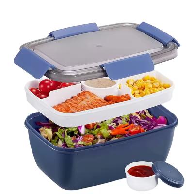 China BPA Free Rectangular Plastic Salad Container Set With Ice Pack for Adult Meal Prep for sale