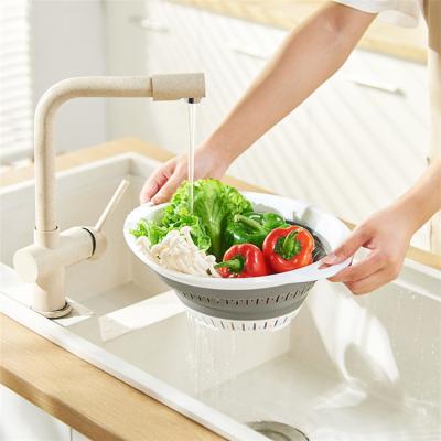 China Wholesale Folding Eco-friendly Reusable Vegetable Plastic Drain Basket Simple Style Storage for Home Kitchen Use for sale