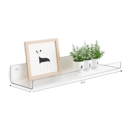 China Punch-Free Acrylic Wall Shelf for Bathroom Single Tier Wall Hanging Bookshelf and Decoration Storage Shelf for sale