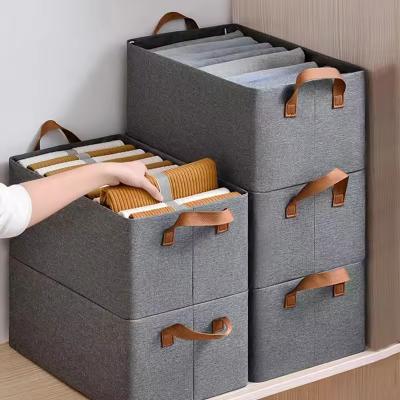 China Wholesale Wardrobe Clothes Organizer Upgraded Foldable Drawer Clothes Storage Box for Clothing Jeans with Handle for sale