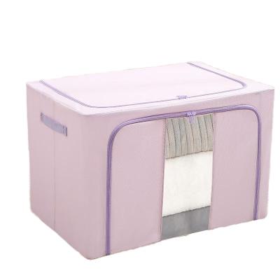 China Hot Selling Cotton Fabric Storage Box Foldable Rectangle Clothes Containers for Wardrobe Organizer for sale