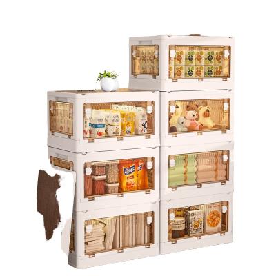 China Space Saving Transparent Folding PP Injection Molded Storage Cabinet Household Clothing Snacks Organizer for sale