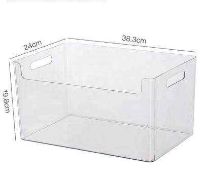 China Transparent Plastic Rectangular Desktop Organizer Storage Box for Toiletries Sundry Stationery Documents Snacks Kitchen for sale