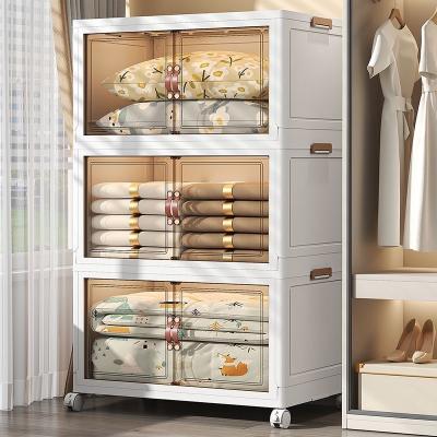 China Home Transparent Clothing Folding Stackable Door Open Storage Cabinets  Storage Boxes & Bins  Storage Organizer for sale