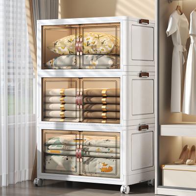 China Factory Transparent Clothing Storage Folding Box Stackable Drawer Type Storage Cabinets for Offices Bedrooms for sale