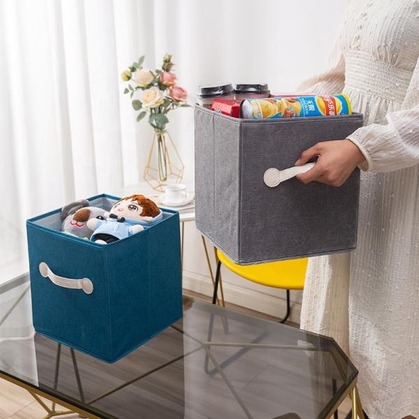 Quality Custom Foldable Linen Lidless Fabric Organizer Wardrobe Clothing Sundries Storage Box for sale