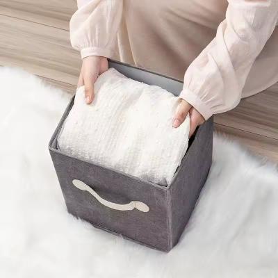 China Factory Custom Polyester Storage Box Collapsible Organizer with Handles for Toys Wardrobe Clothes for sale
