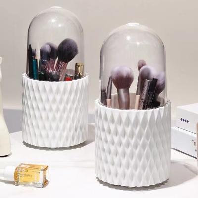 China Ins Style Multi-Functional Desktop Organizer Rotating Makeup Brush Storage Tube Plastic Eyeshadow Brush Holder for Vanity Table for sale