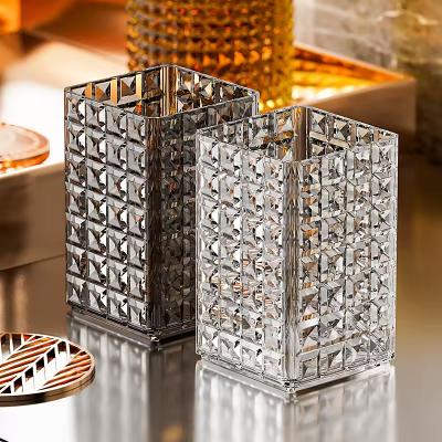 China Popular Wholesale Crystal Imitation Acrylic Storage Box Customizable Tool Toothbrush Holder for Kitchen Office for sale