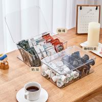 China Transparent Desktop Four Compartments Plastic Storage Box Divided Storage Bins for sale