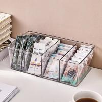 China Transparent Desktop Four Compartments Plastic Storage Box Divided Storage Bins for sale