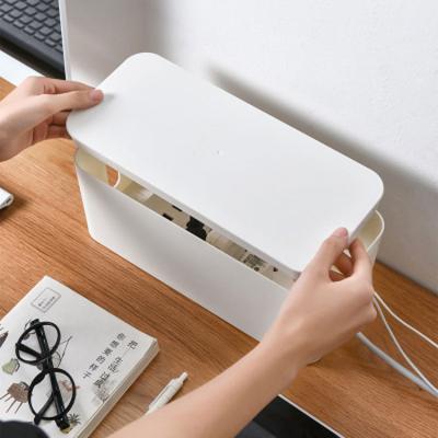 China Modern PS Plastic Cable Management Box Large Desktop Organizer for Home Office Power Strip & Wire Storage for sale