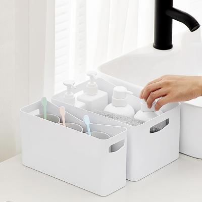 China Multi-function Portable Desk Organizer Simple Solid Color Plastic Storage Storage Box for Home Office for sale