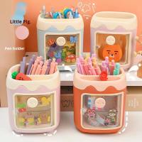 China Creative Cute Pig Multi-functional Plastic Pen Holder Storage Box Stationery for Students for sale