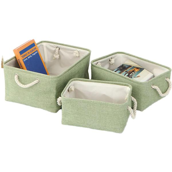 Quality Custom Eco-Friendly Linen Fabric Storage Baskets Foldable Storage Basket for Home Organization for sale