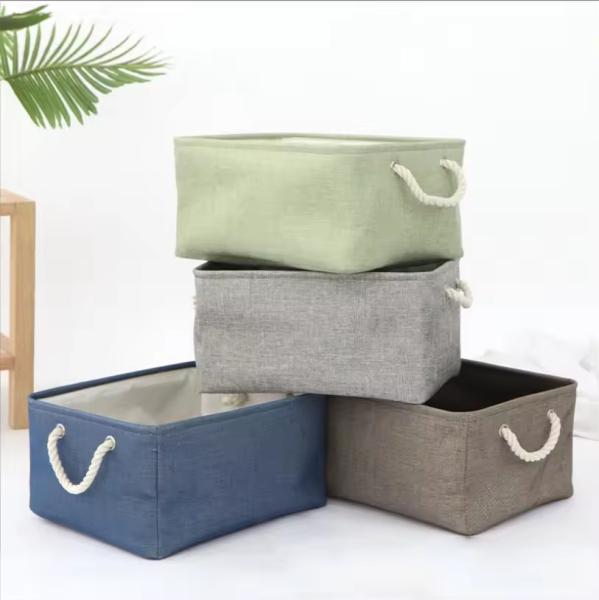Quality Factory Custom Eco-Friendly Linen Fabric Storage Baskets New Foldable Design for sale
