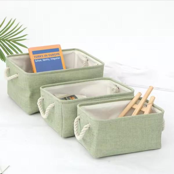 Quality Factory Custom Eco-Friendly Linen Fabric Storage Baskets New Foldable Design for sale